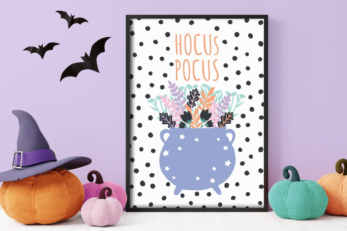 Hocus Pocus - Pastel, Autumn Print, Gallery Wall Art, Witches Cauldron ...