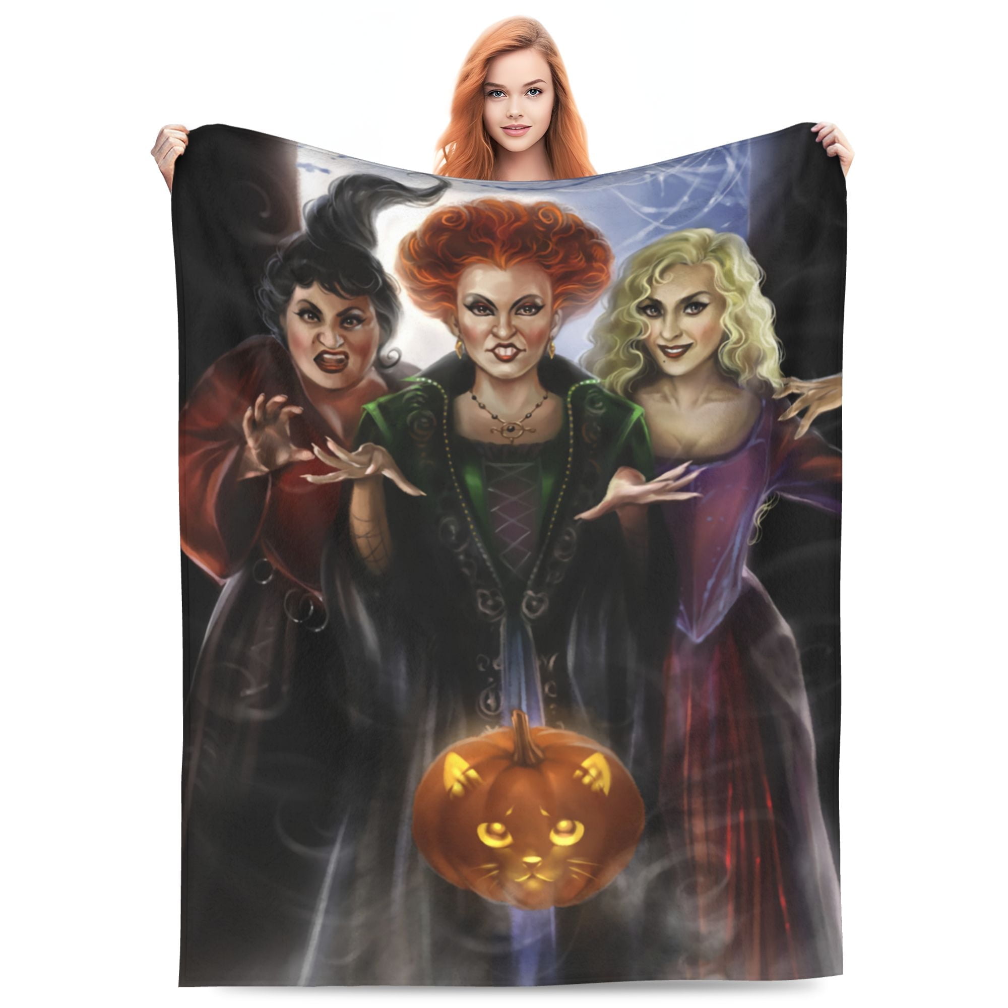 Hocus Pocus Super Soft Cozy Flannel Plush Blanket, Multi-Use for Sofa ...