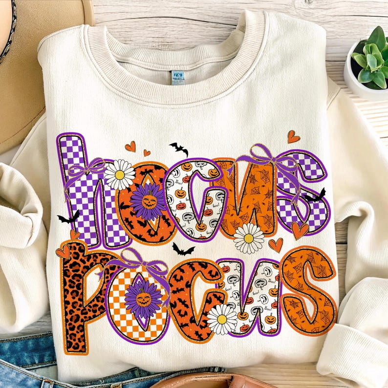 Hocus Pocus Sweatshirt | Coquette Bow & Gothic Pumpkin | Preppy Fall ...