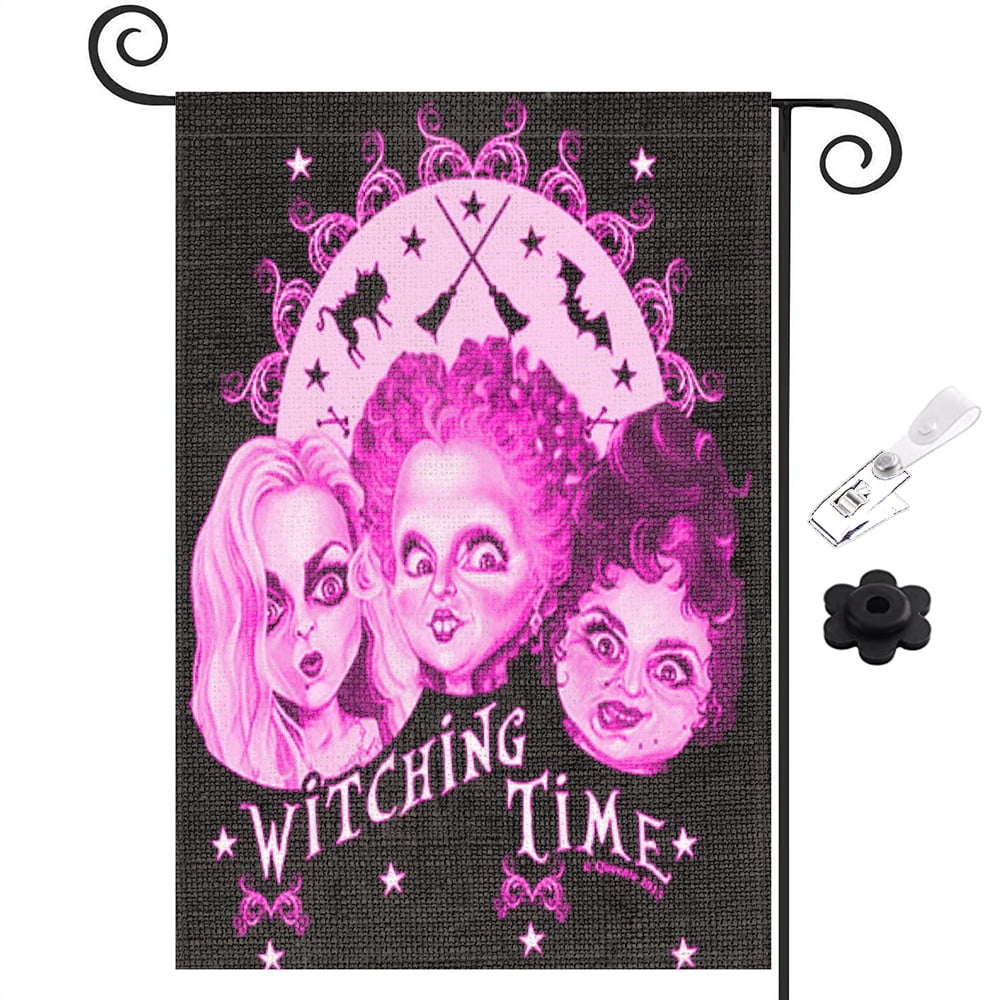 Hocus Pocus Witch Garden Flag Double Sided Buffalo Plaid Rustic