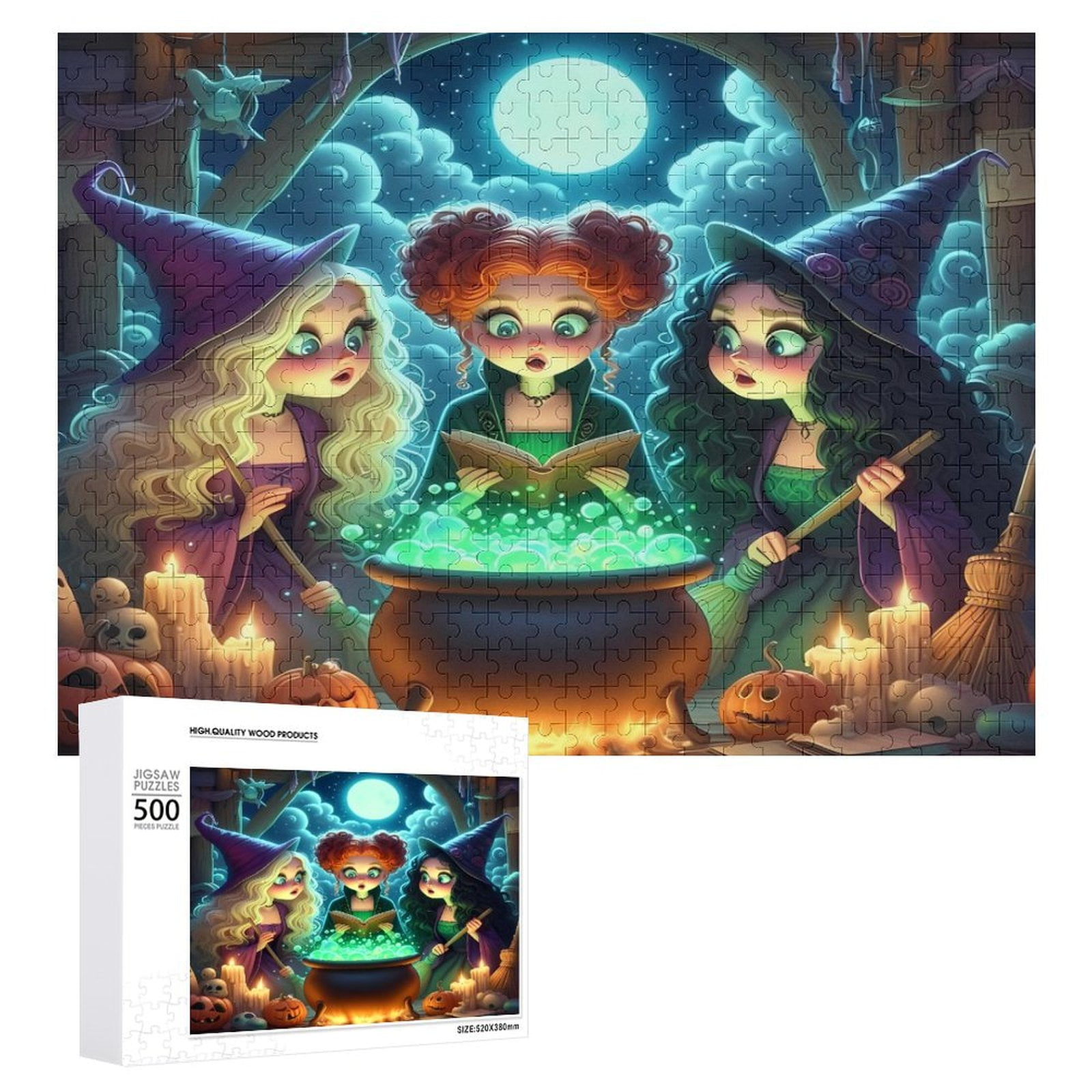 Hocus Pocus Wooden Picture Puzzle-Eco-Friendly Wood, Educational Toy That Enhances Hand-Eye ...
