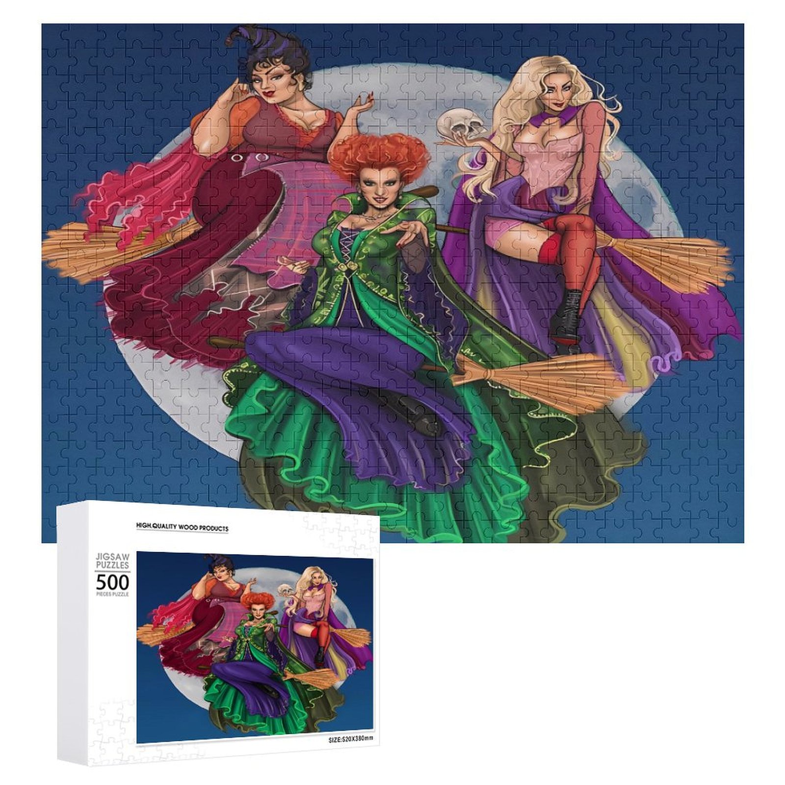 Hocus Pocus Wooden Picture Puzzle-Eco-Friendly Wood, Educational Toy That Enhances Hand-Eye ...