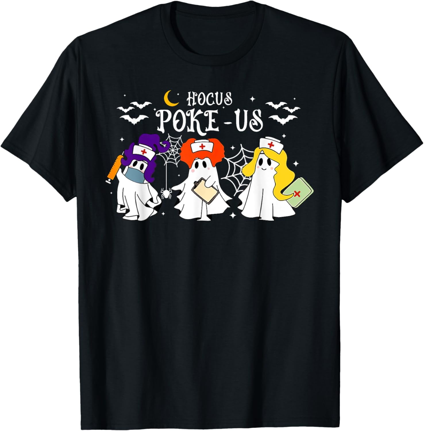 Hocus Poke-us Witch Nurse Halloween Medical Lab Tech Spooky T-Shirt ...