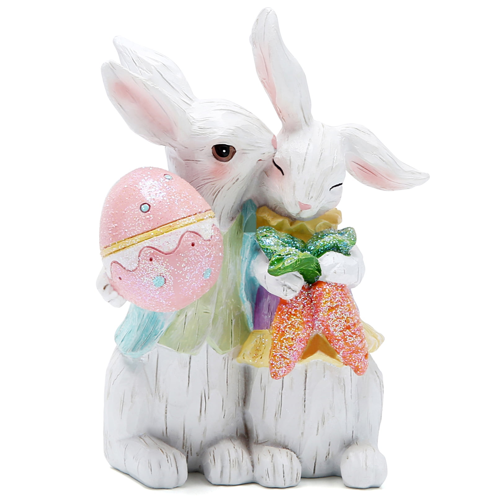 Hodao Easter Bunny Couple Decorations Spring Decors Figurines ...