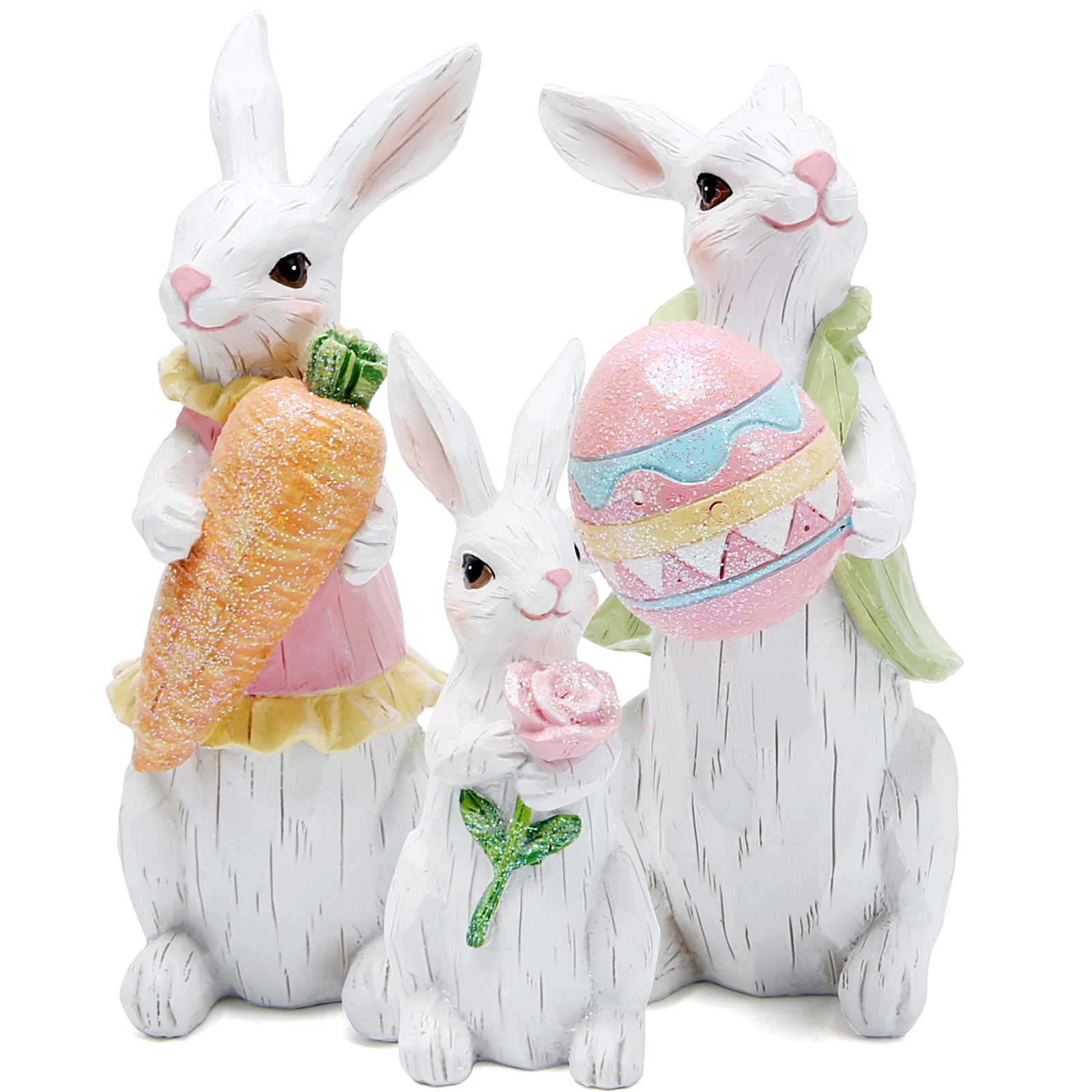 Hodao Easter Bunny Decorations Spring Indoor Home Decor Bunny Figurines ...