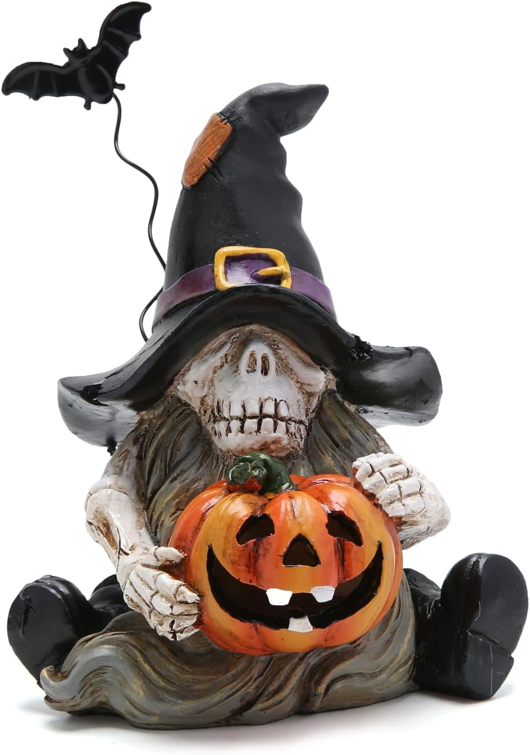 Hodao Intriguing Fall Halloween Gnome Resin Sculpture with Skull ...
