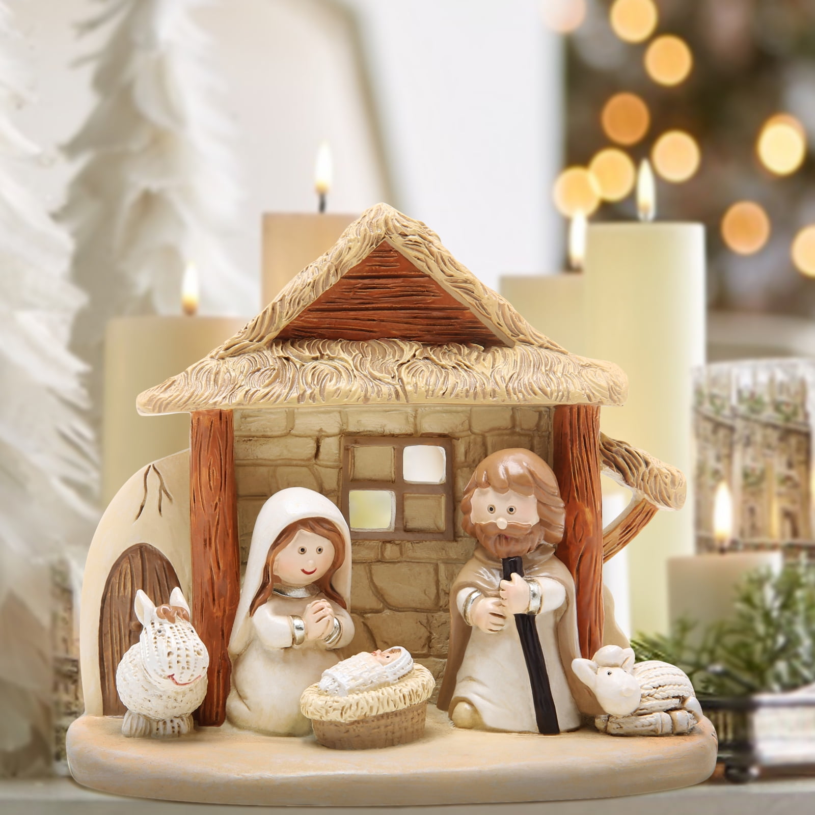 Hodao Nativity Scene Christmas Decoration Hand-Painted Resin Figurine ...
