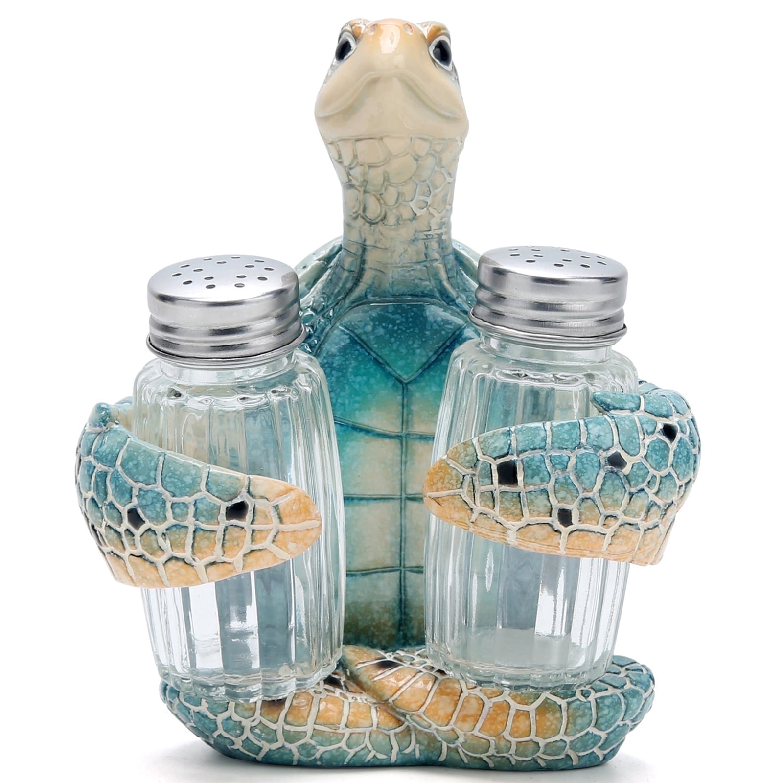 Hodao Sea Turtle Salt & Pepper Shaker Set of 2, Blue Resin Home Decor ...