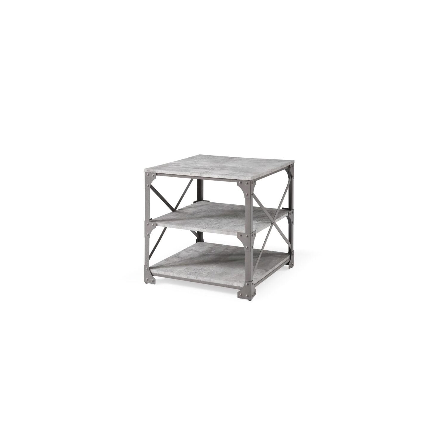 Hodedah 23.6 inch Wide Three Tier Metal Frame Wood Top End Table in ...
