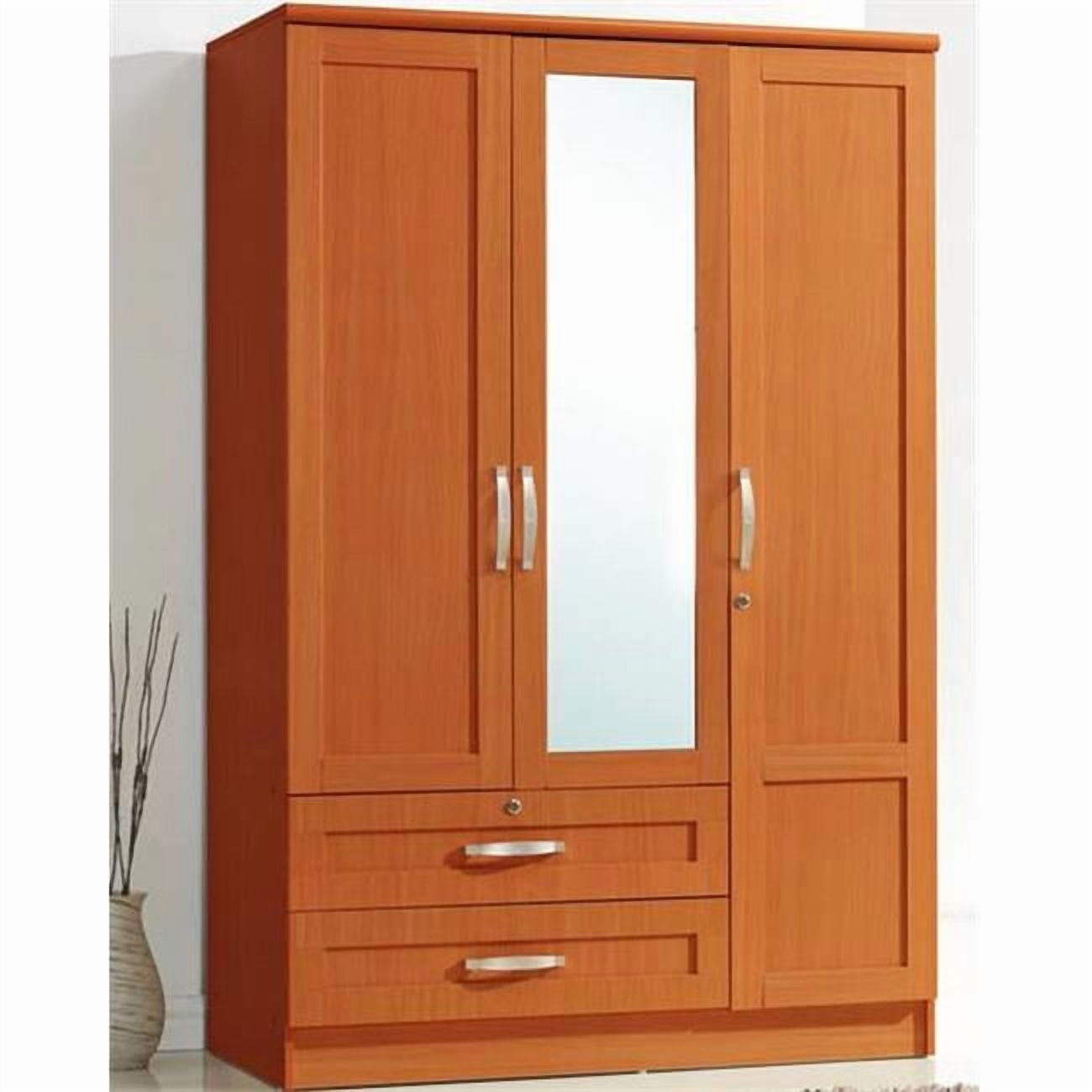 Hodedah Hif441 Cherry 3 Door Wardrobe - Walmart.com