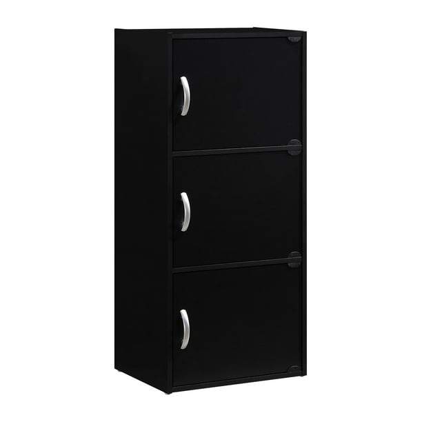 Hodedah 3-Shelf, 3-Door Multi-purpose Cabinet, Black - Walmart Business ...