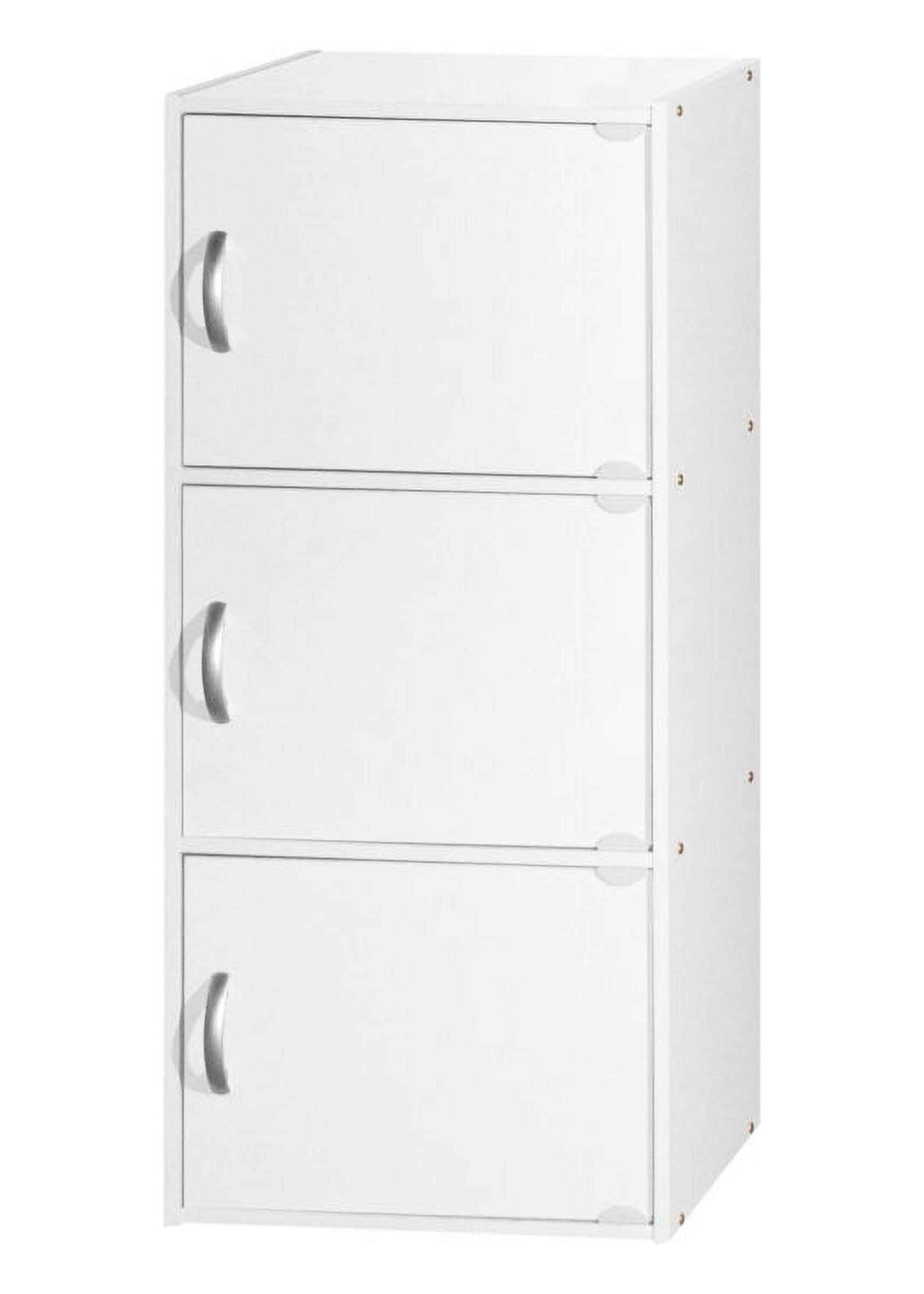 Hodedah Small 3-Shelf, 3-Door Storage Cabinet, Living Room Furniture ...