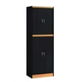 Hodedah 4-Door Kitchen Pantry with 4-Shelves, Black-Beech - Walmart.com