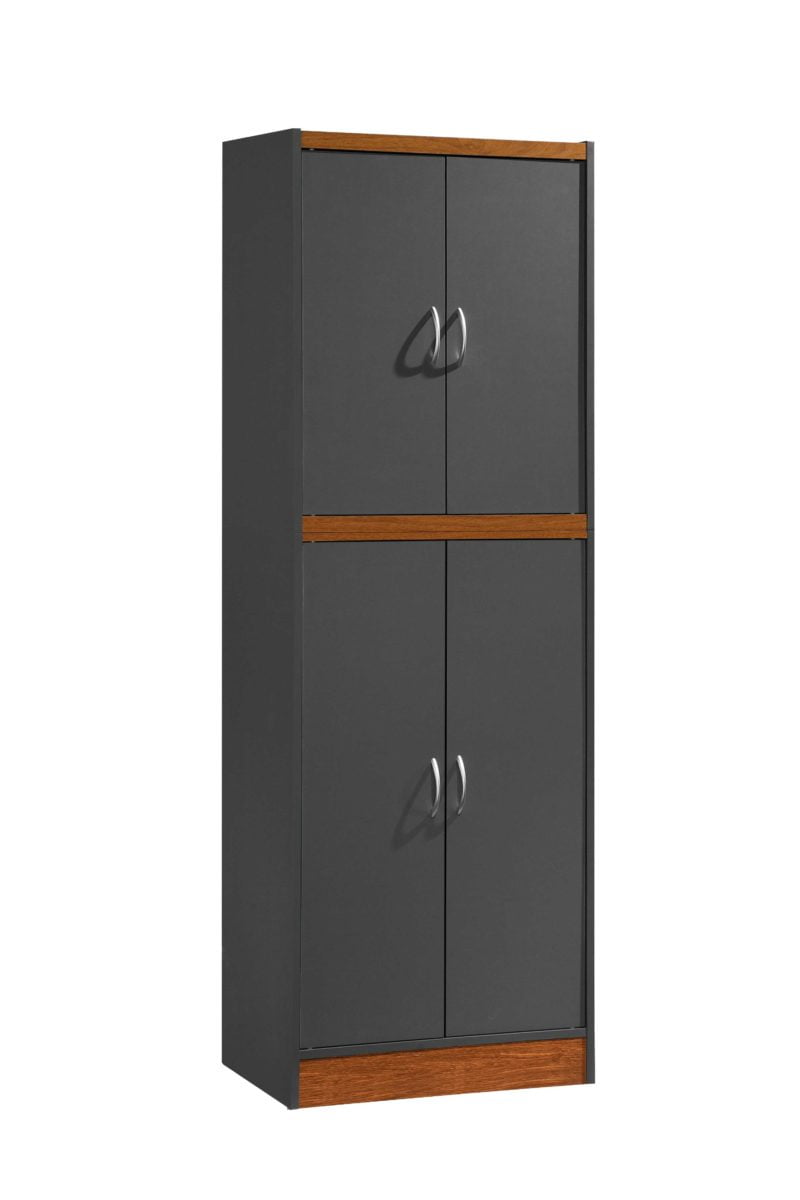 Hodedah 4-Door Kitchen Pantry with 4-Shelves, Grey-Oak - Walmart.com