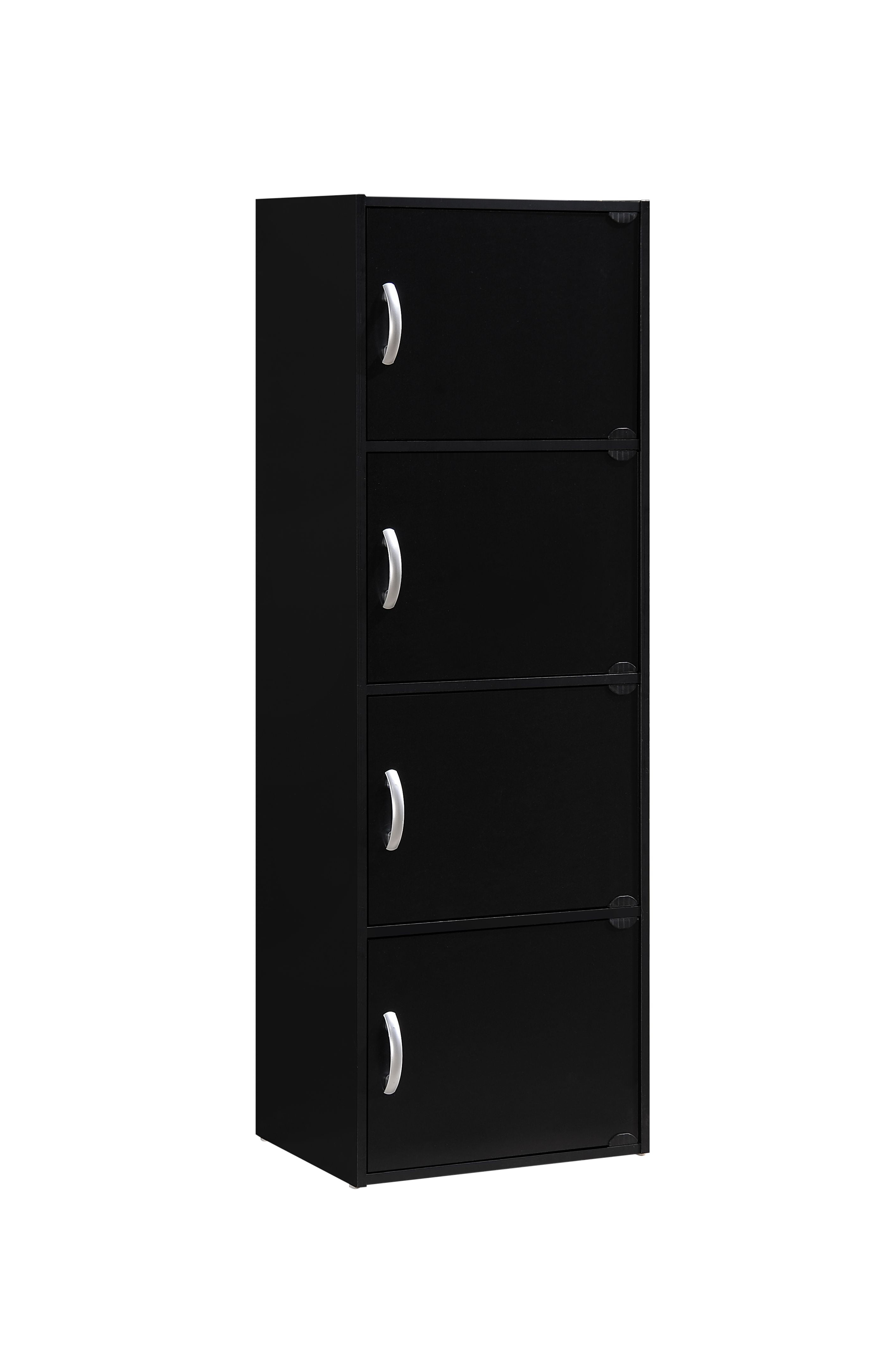 Hodedah 4-Shelf, 4-Door Bookcase - Durable Engineered Wood - Walmart.com