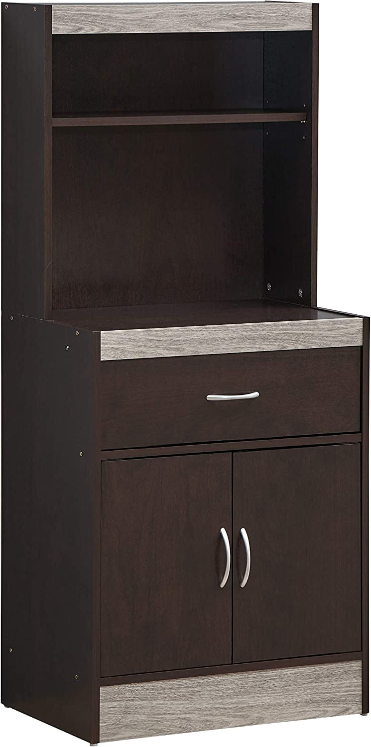 Hodedah 54"" Tall Open Shelves, 1-Drawer and Bottom Enclosed Storage ...