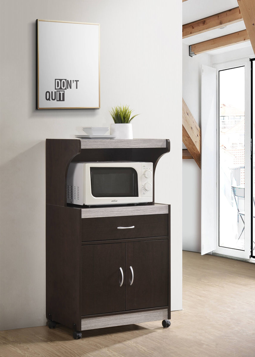 Hodedah Microwave Kitchen Cart, Grey-Oak - Walmart.com