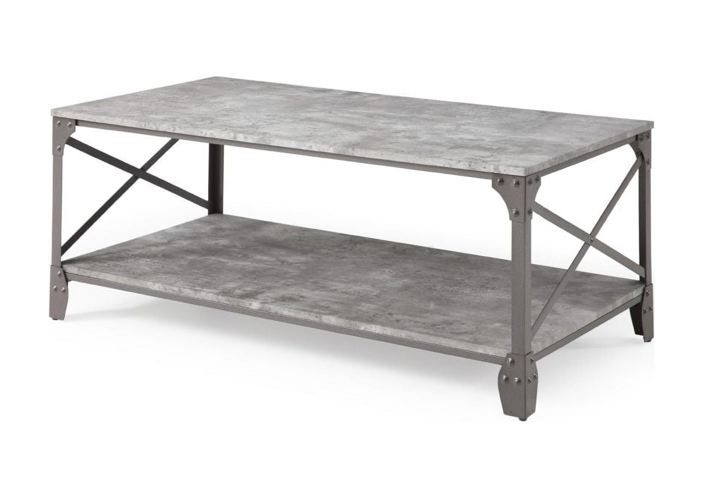 Hodedah Modern Wood and Metal Rectangle Coffee Table, Gray - Walmart.com