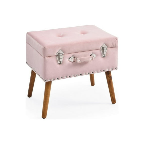 Hodedah Pink Velvet Storage Ottoman - Spacious Storage - Walmart.com