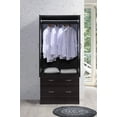 Hodedah Two Door Wardrobe with Two Drawers and Hanging Rod, Chocolate ...