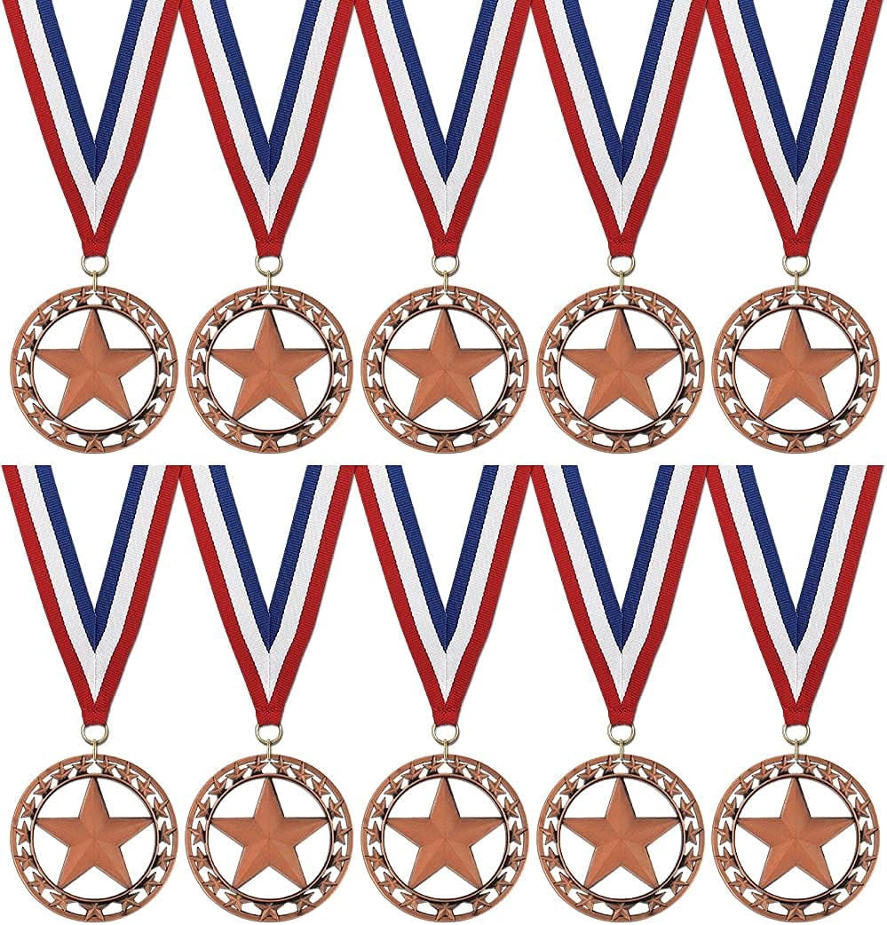 Hodges Badge Company RS Star Gold, Silver, and Bronze Medals with Red ...
