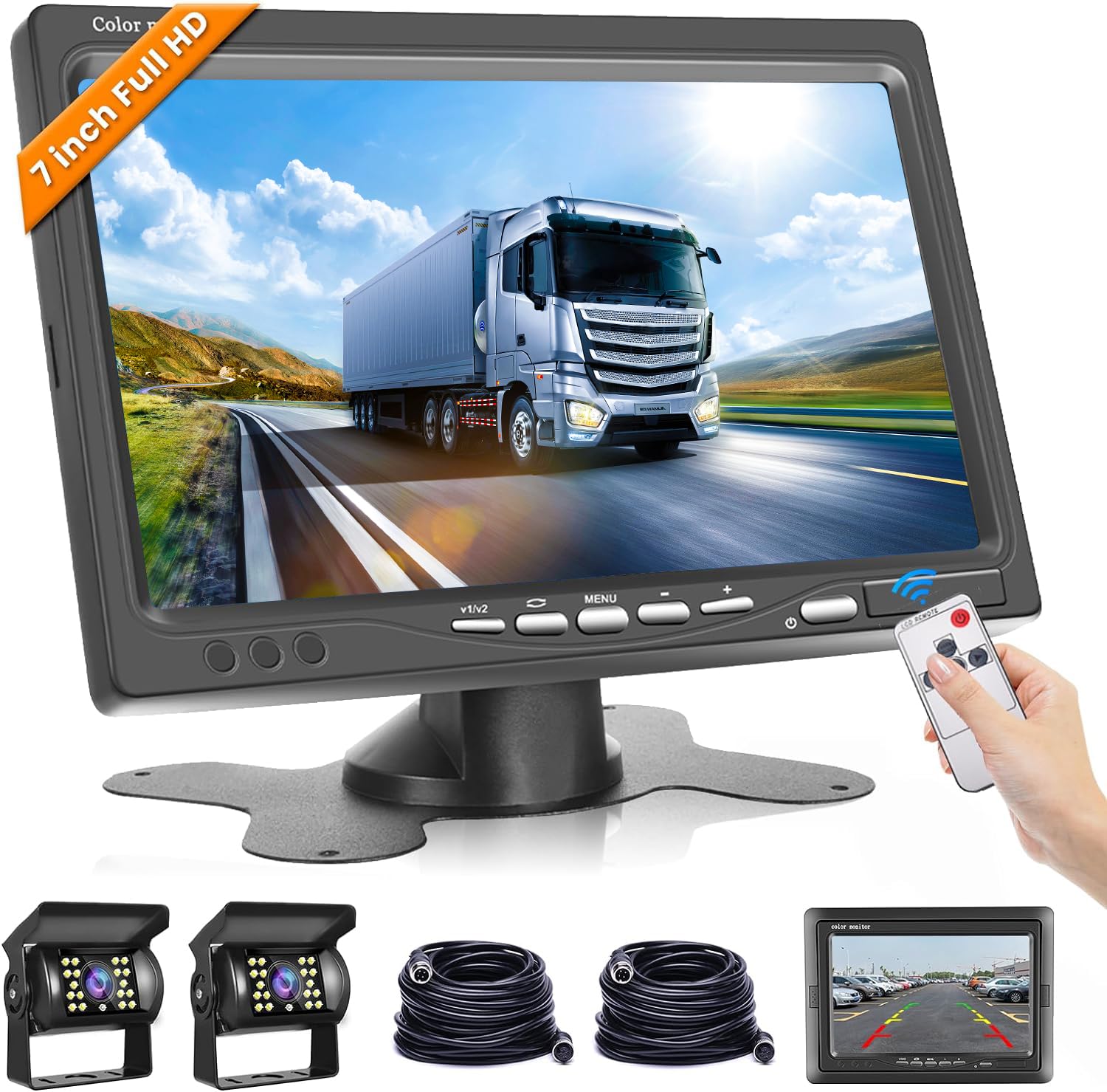 Hodozzy Dual Backup Camera Kit with 7 Inch Monitor & 2 Backup Cameras ...