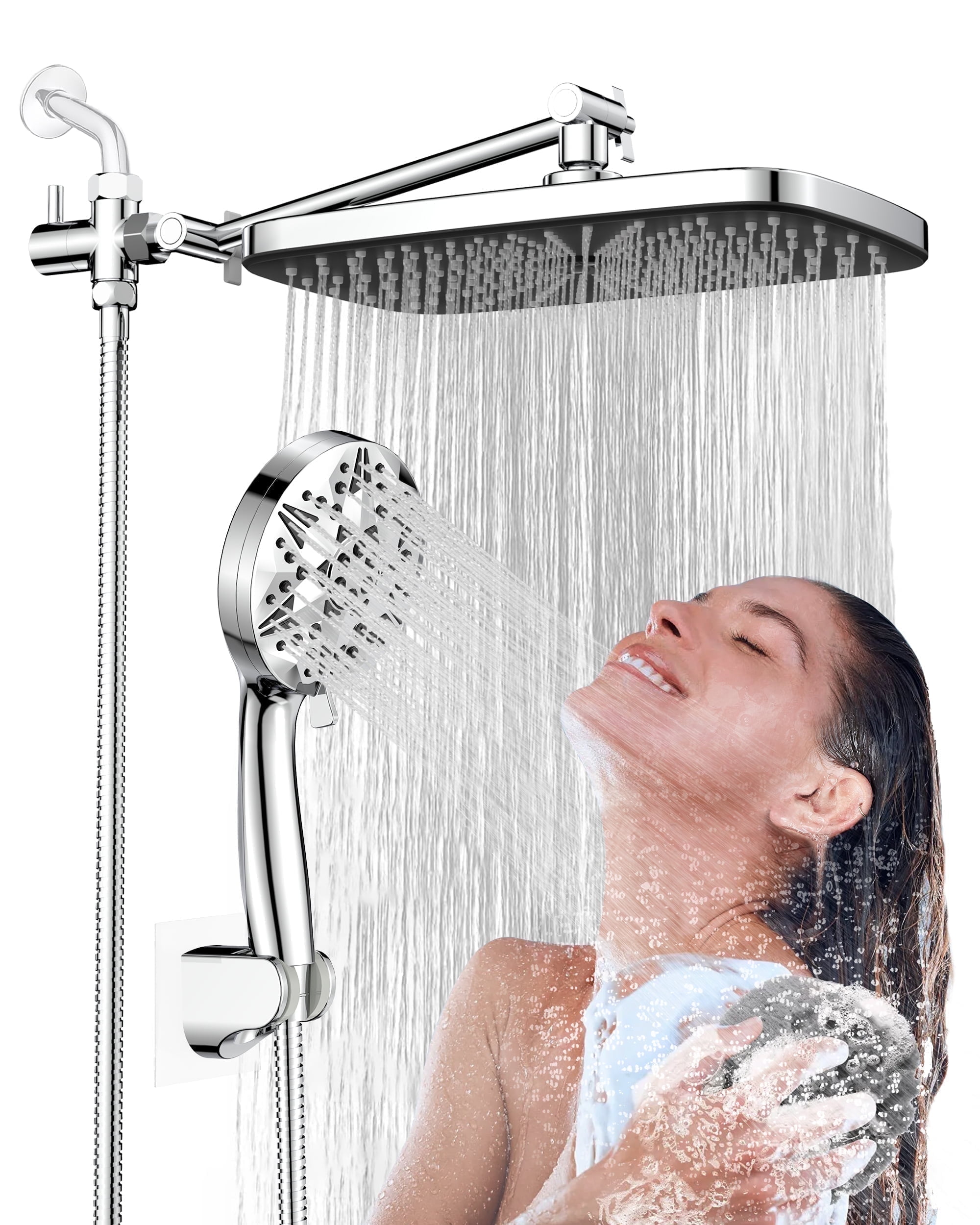 Hodvit 12 Inch High Pressure Rainfall Shower Head 10 Spray Handheld ...