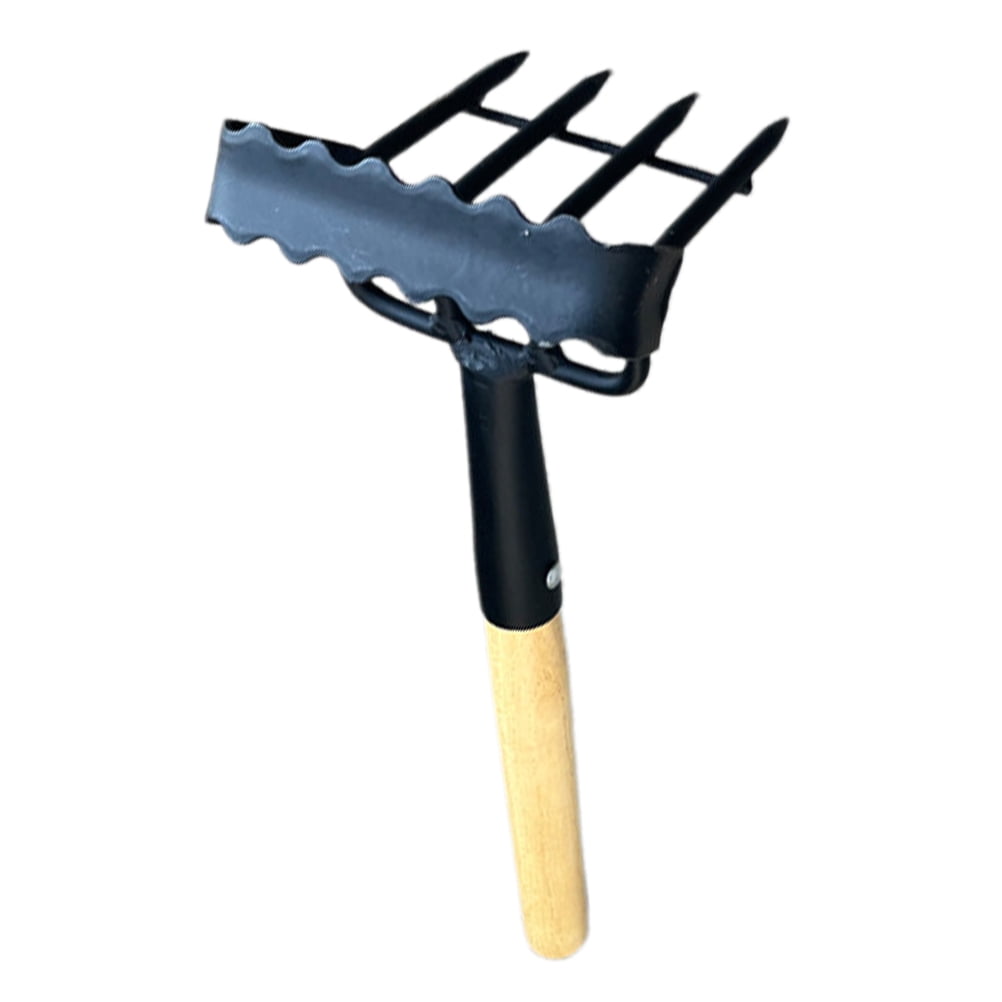 KAKOWELY Garden Rake Multi 1Pack 14.2x5.1x3.9in High Carbon Steel Wood ...