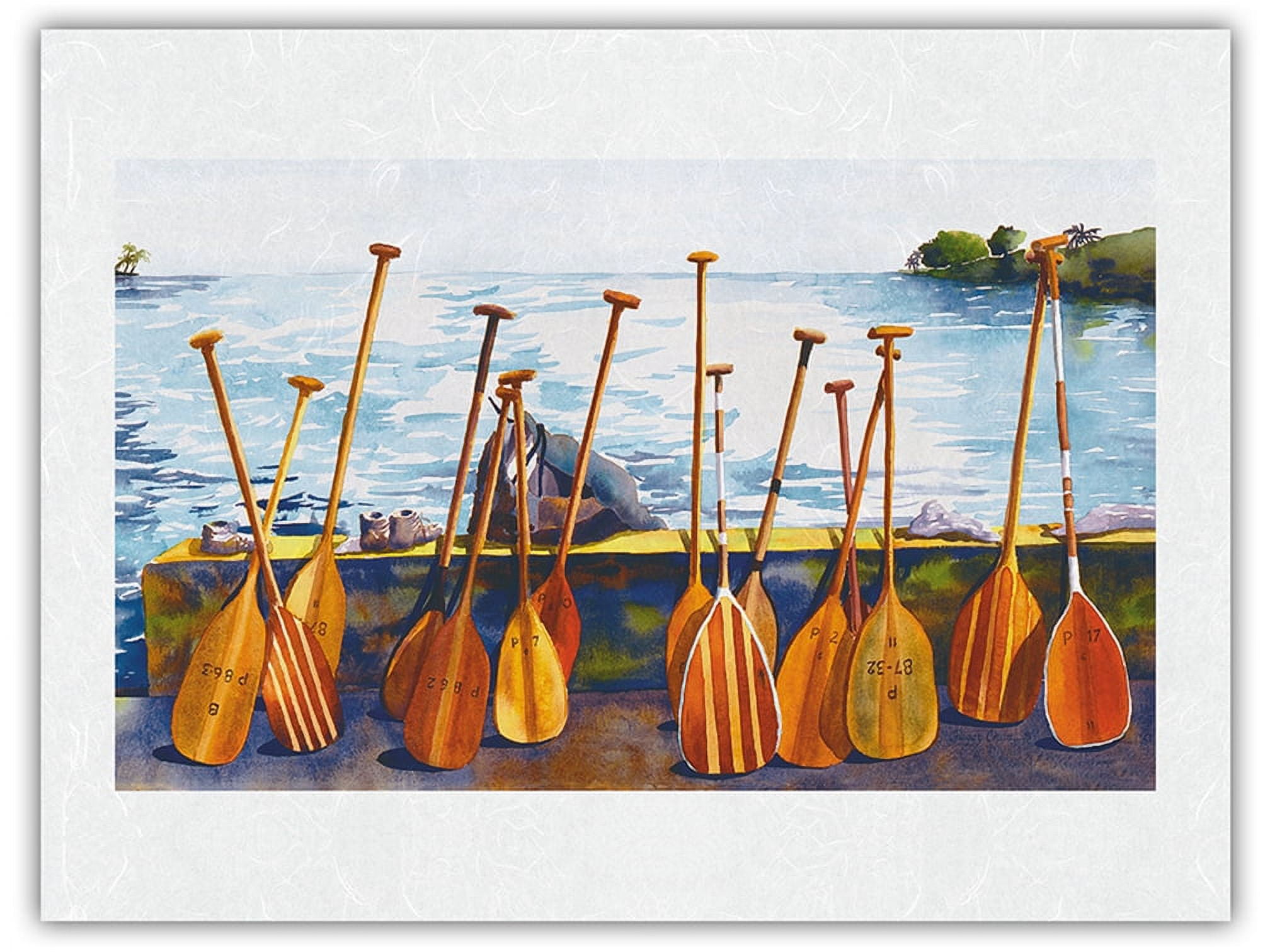 Hoe Wa’a - Hawaiian Canoe Paddles - From an Original Hawaii Watercolor ...