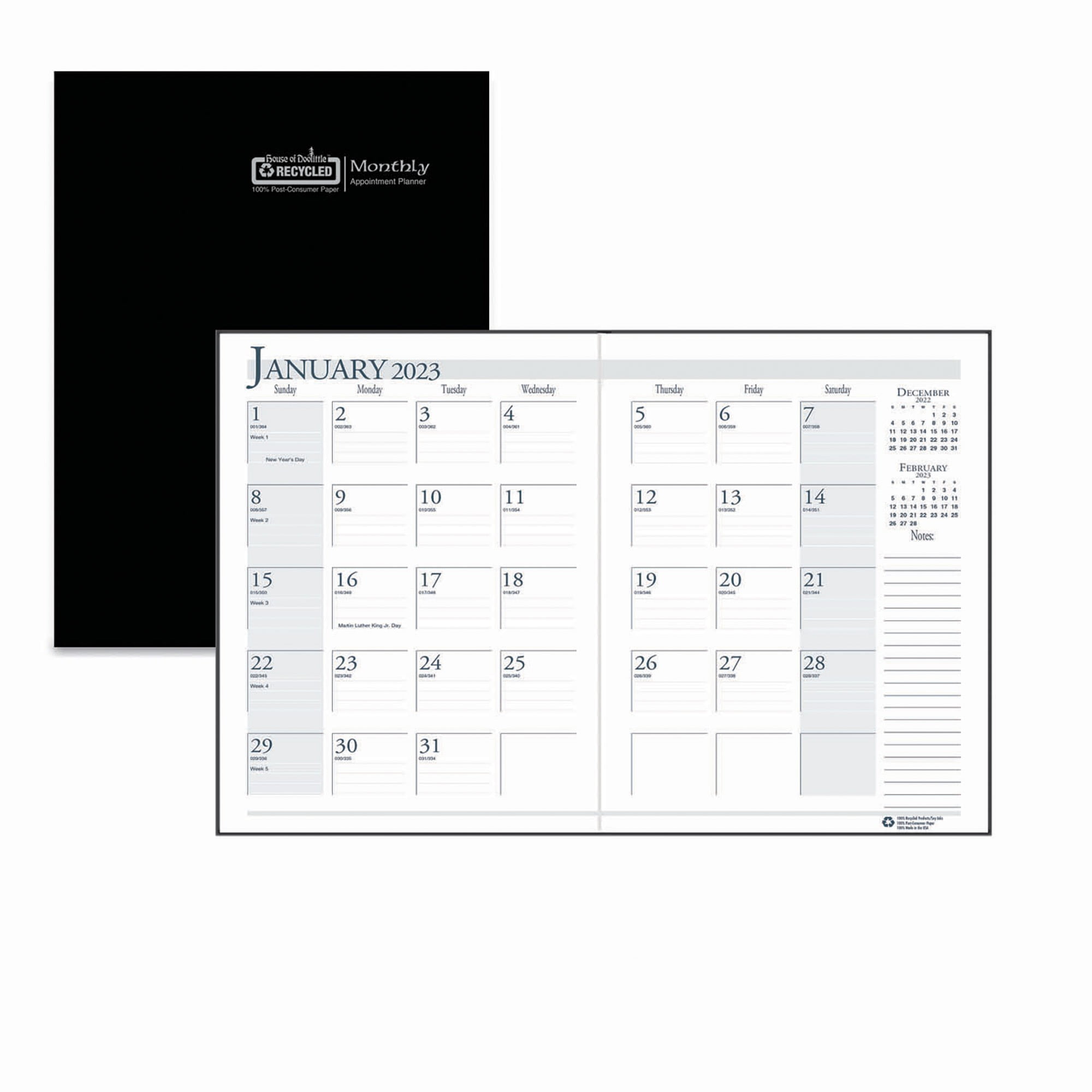 Hoe of Doolittle 14-Month Planner, 2 Ruled Pages Per Month, December ...