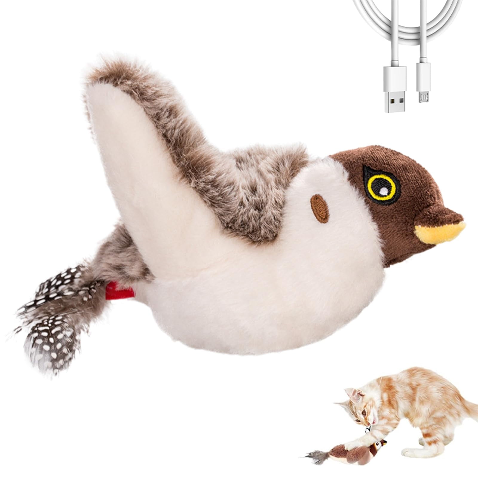 Hoehew Interactive Chirping Bird Cat Toys with Flapping Wings, 2025 New ...
