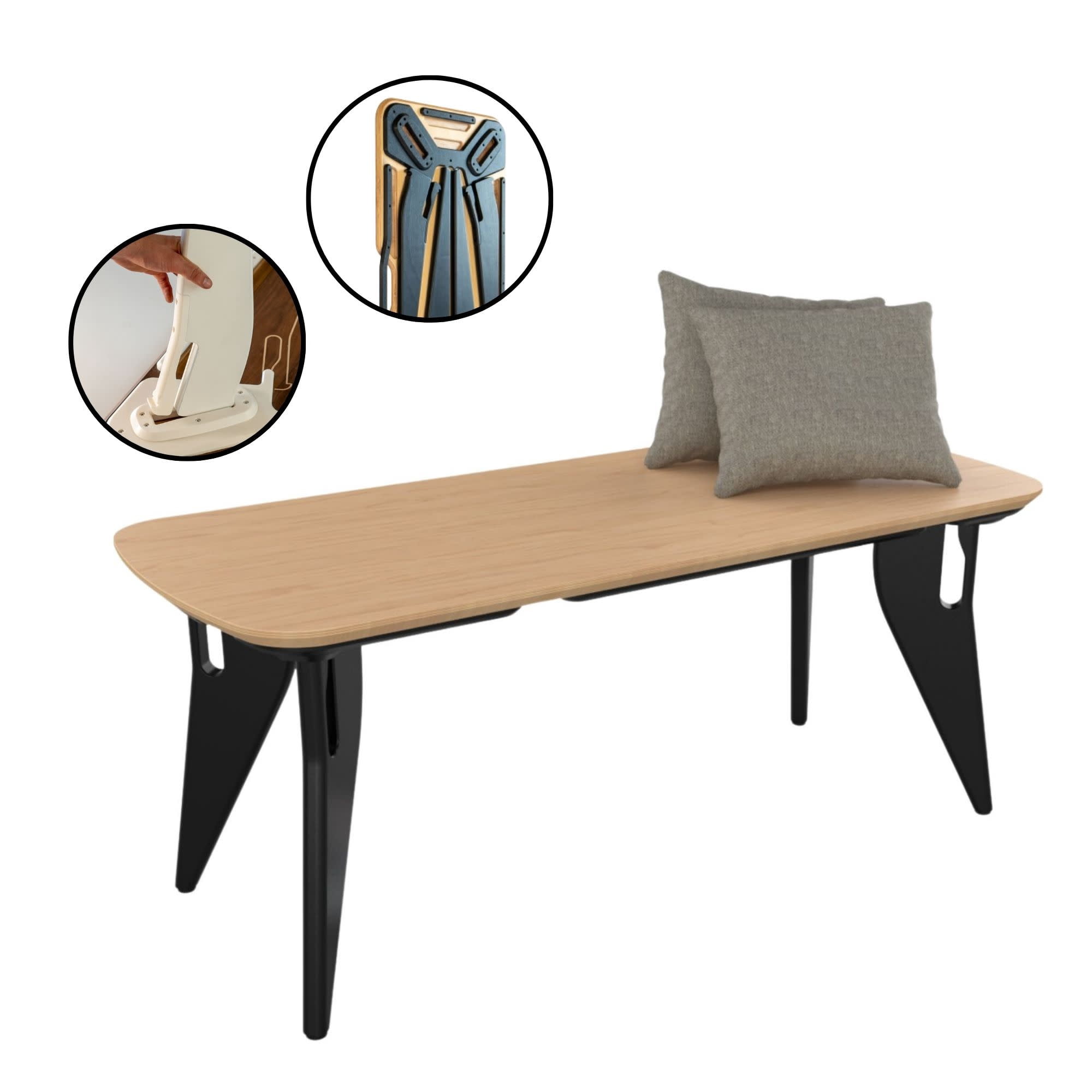 Hoek Bench, 42" x 18" - Tool-Free One-Click Assembly, Minimalist ...