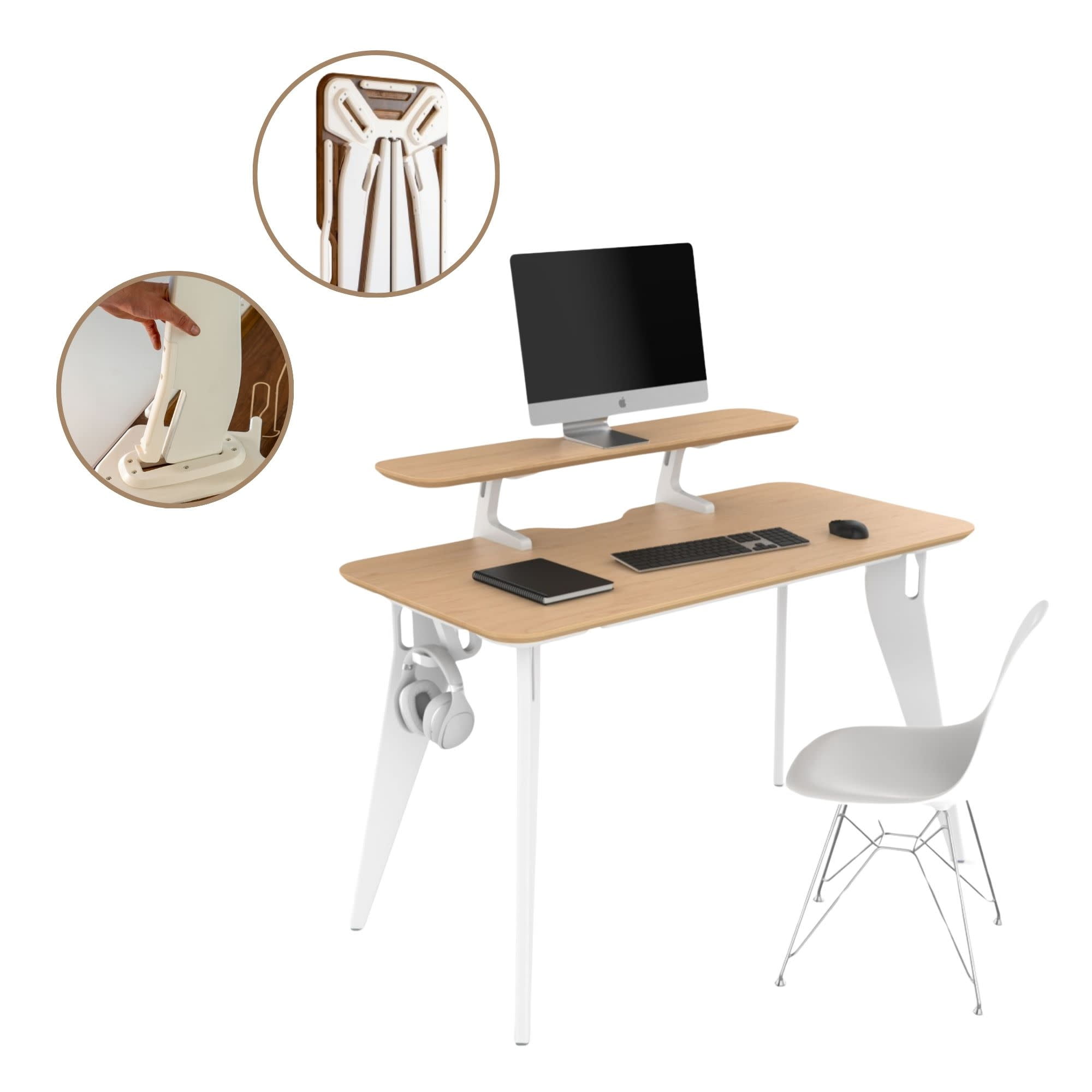 Hoek Desk Bundle, 47.5" x 23" - Monitor Shelf, Storage Shelf, Wall ...