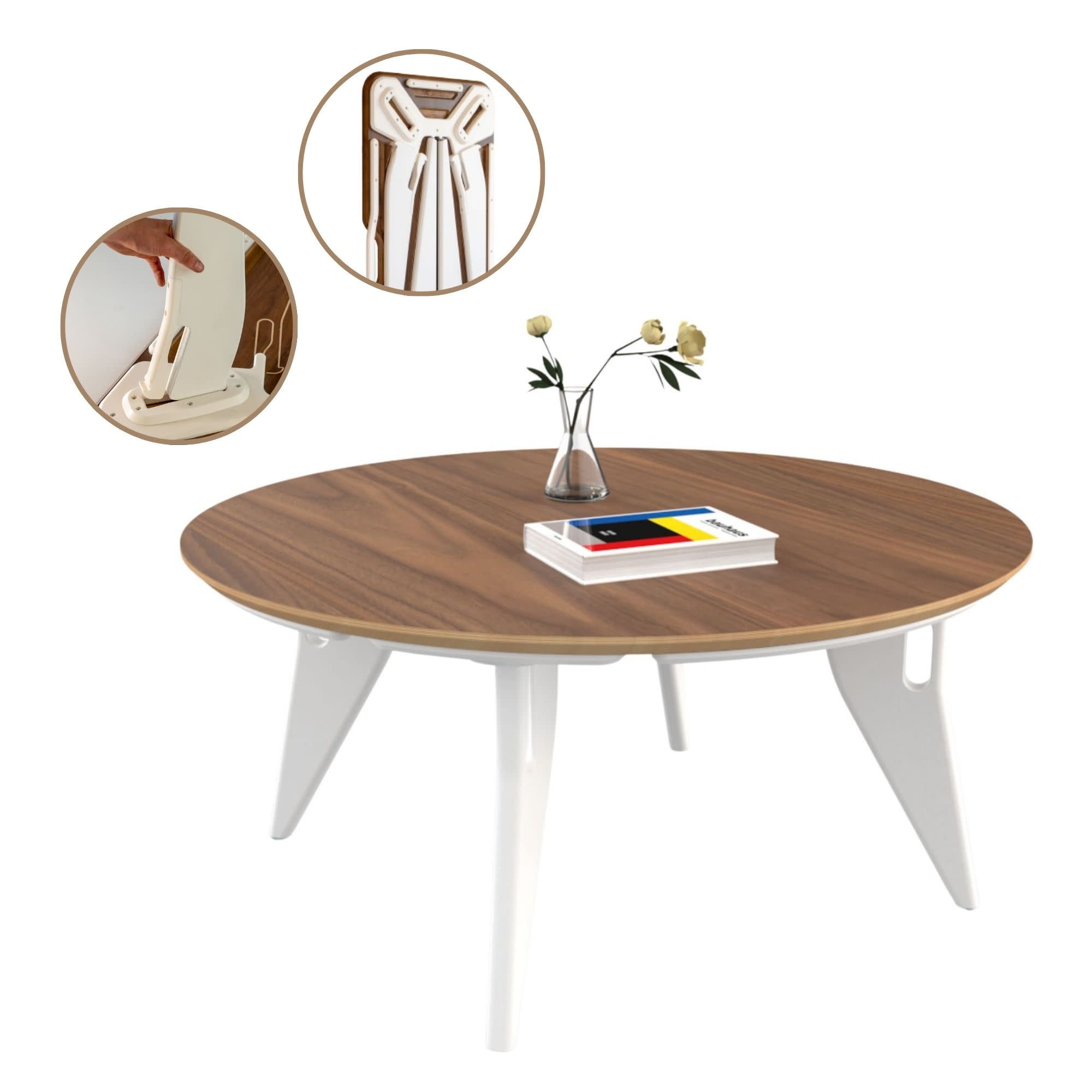 Hoek Long Coffee Table, 34-inch - Round Space-Saving & Portable Design ...