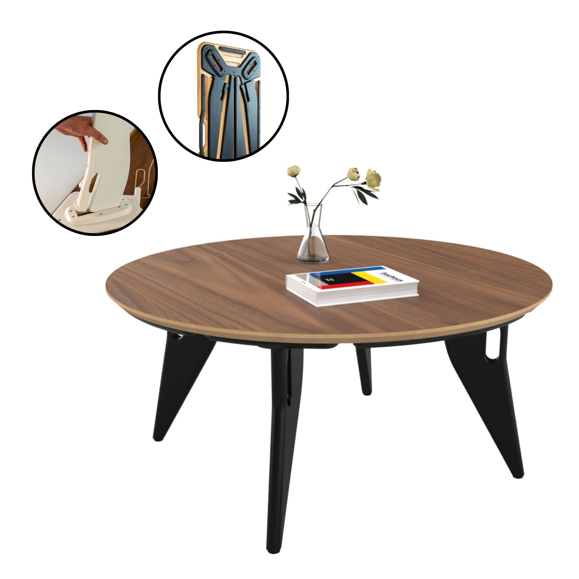 Hoek Long Coffee Table, 34-inch - Round Space-Saving & Portable Design ...
