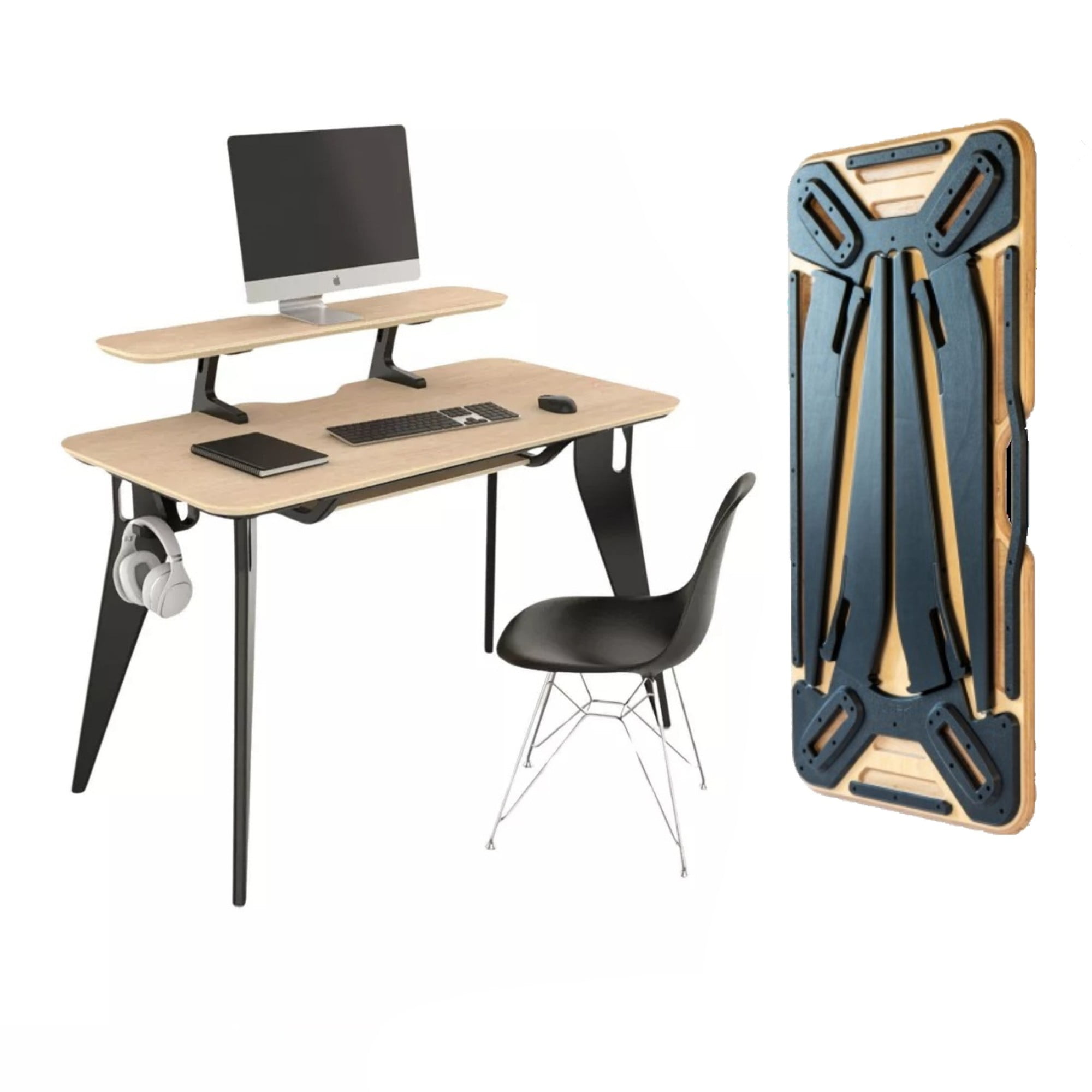 Hoek Desk Bundle, 47.5" x 23", Modular Student Desk with Monitor Shelf ...
