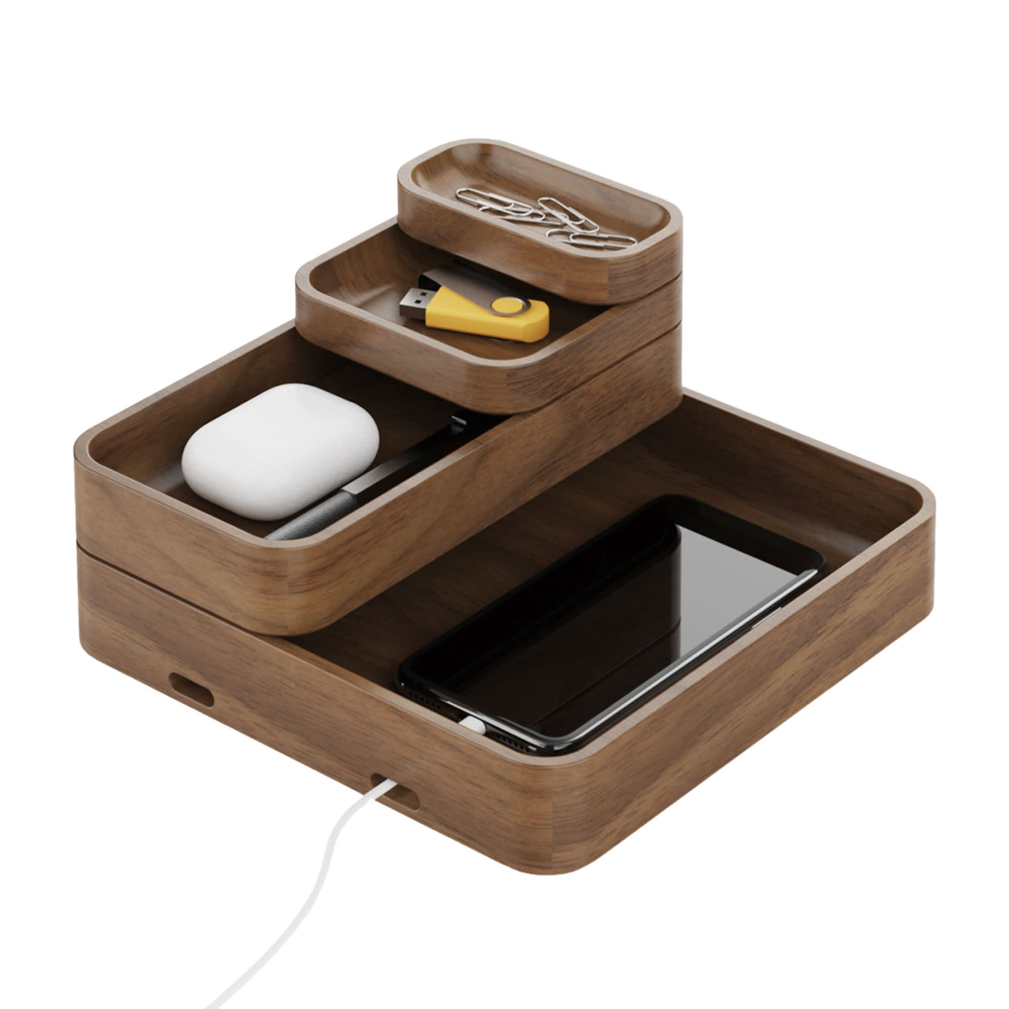 Hoek Stack Modular Desk Organizer - Sustainable Solid Wood with Sliding ...