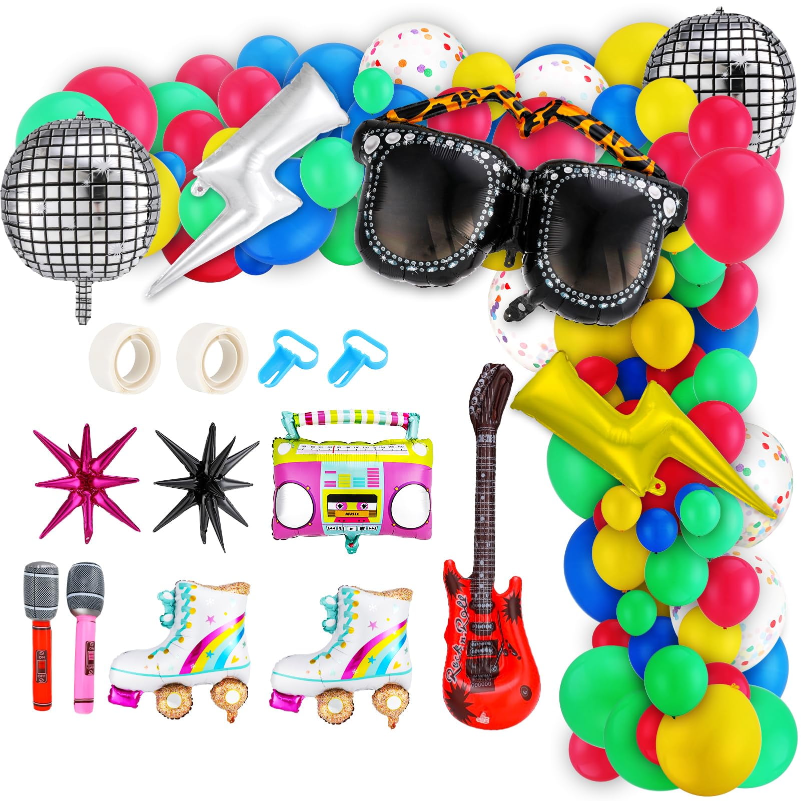 Hoemwarm 142 Pcs 80s 90s Music Balloon Arch Kit, 80's 90's Party ...
