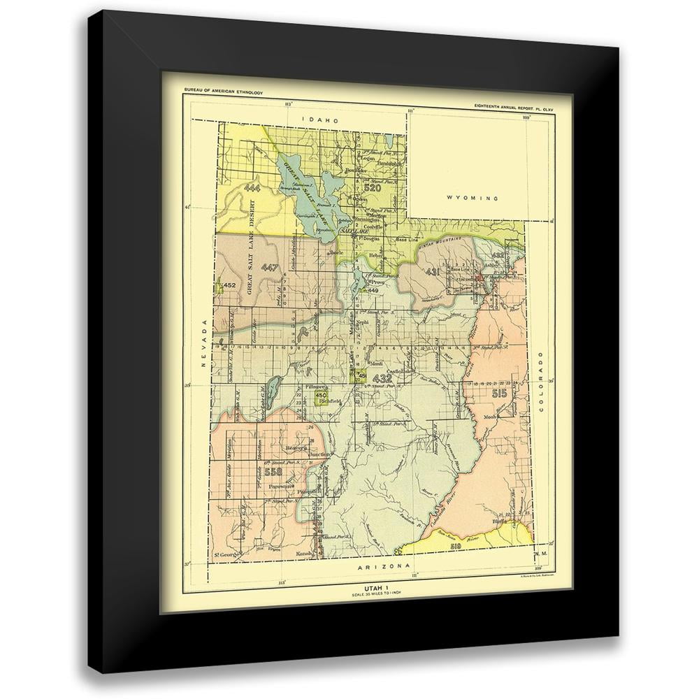 Hoen 12x14 Black Modern Framed Museum Art Print Titled - Utah - Great ...