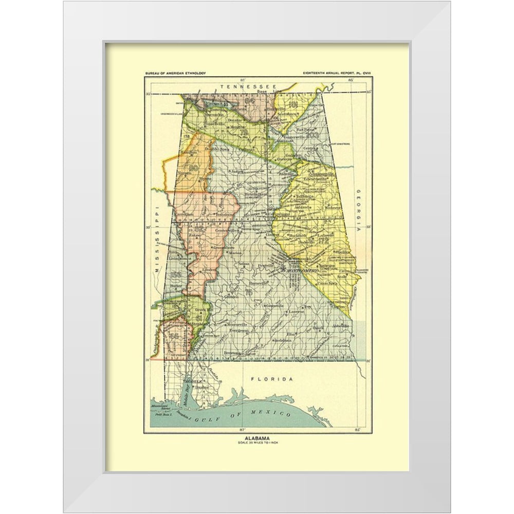 Hoen 14x18 White Modern Wood Framed Museum Art Print Titled - Alabama ...