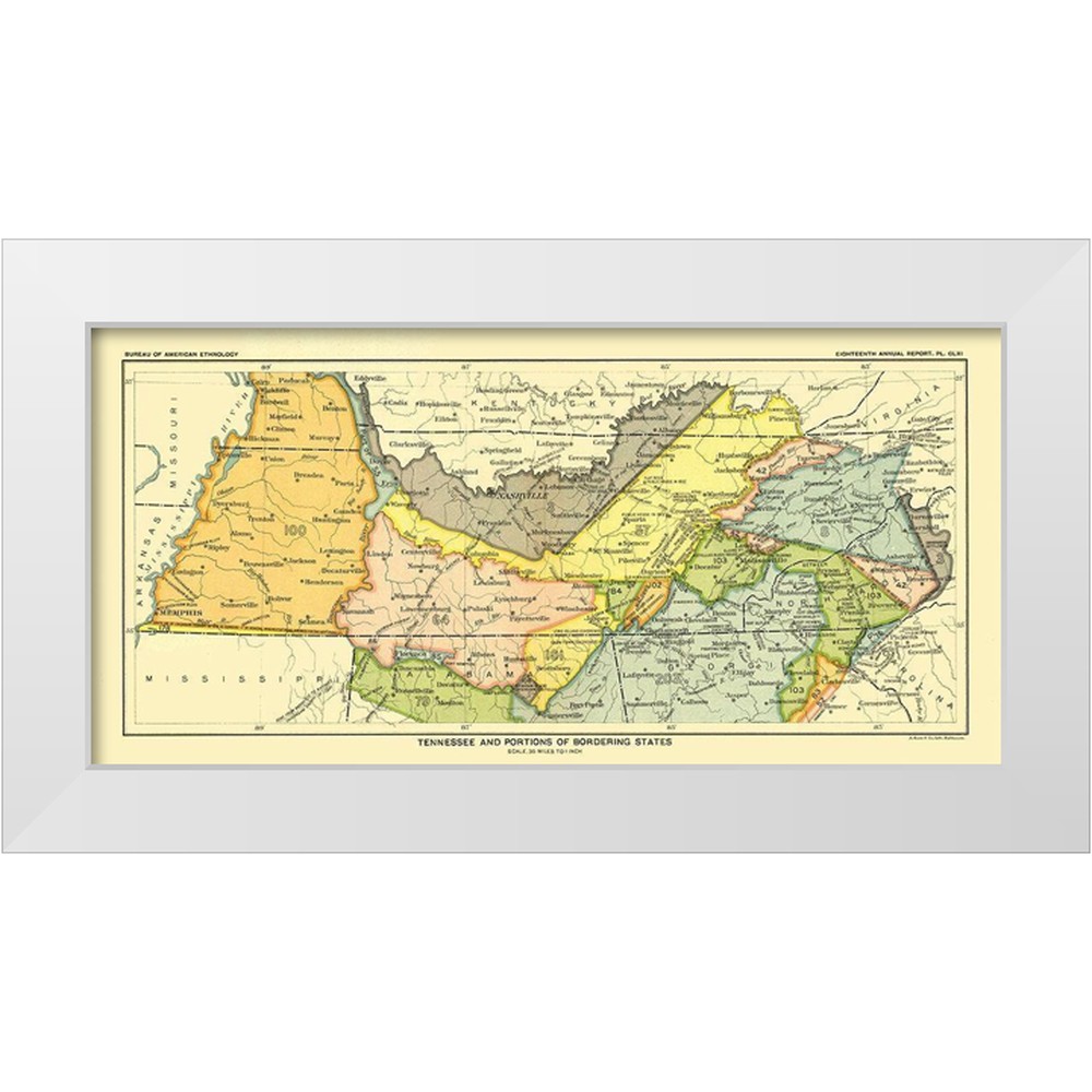 Hoen 18x11 White Modern Wood Framed Museum Art Print Titled - Tennessee ...