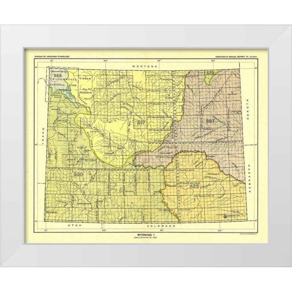 Hoen 18x15 White Modern Wood Framed Museum Art Print Titled - Wyoming ...