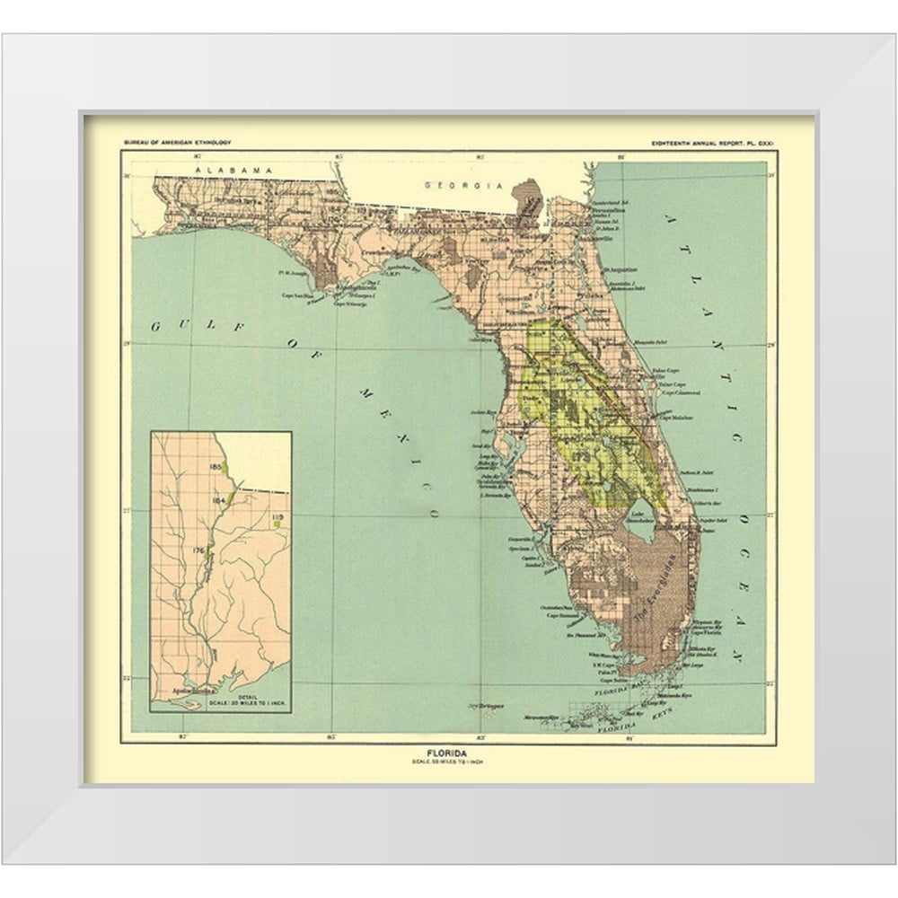 Hoen 22x20 White Modern Wood Framed Museum Art Print Titled - Florida ...