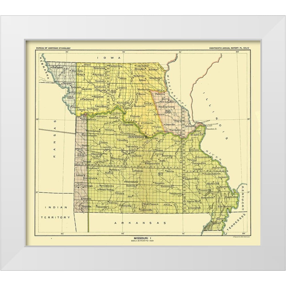 Hoen 22x20 White Modern Wood Framed Museum Art Print Titled - Missouri ...