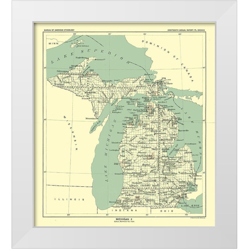 Hoen 26x29 White Modern Wood Framed Museum Art Print Titled - Michigan ...