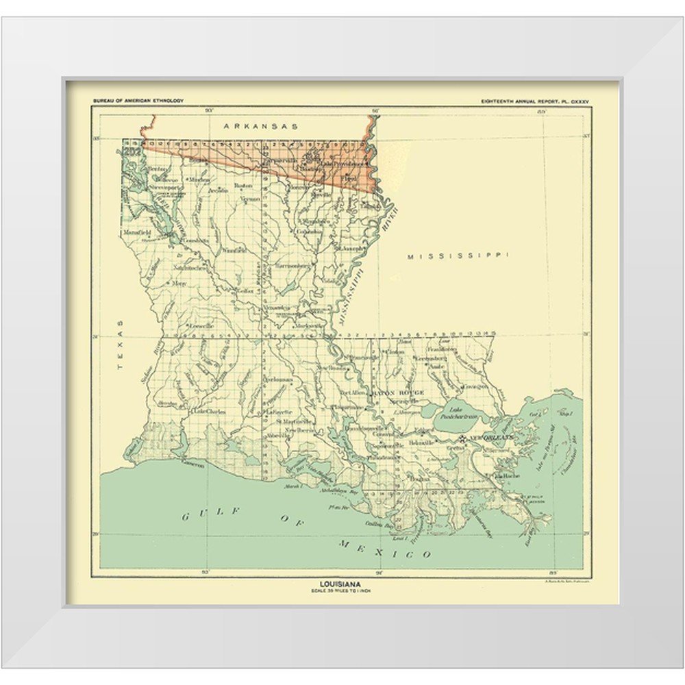Hoen 27x26 White Modern Wood Framed Museum Art Print Titled - Louisiana ...