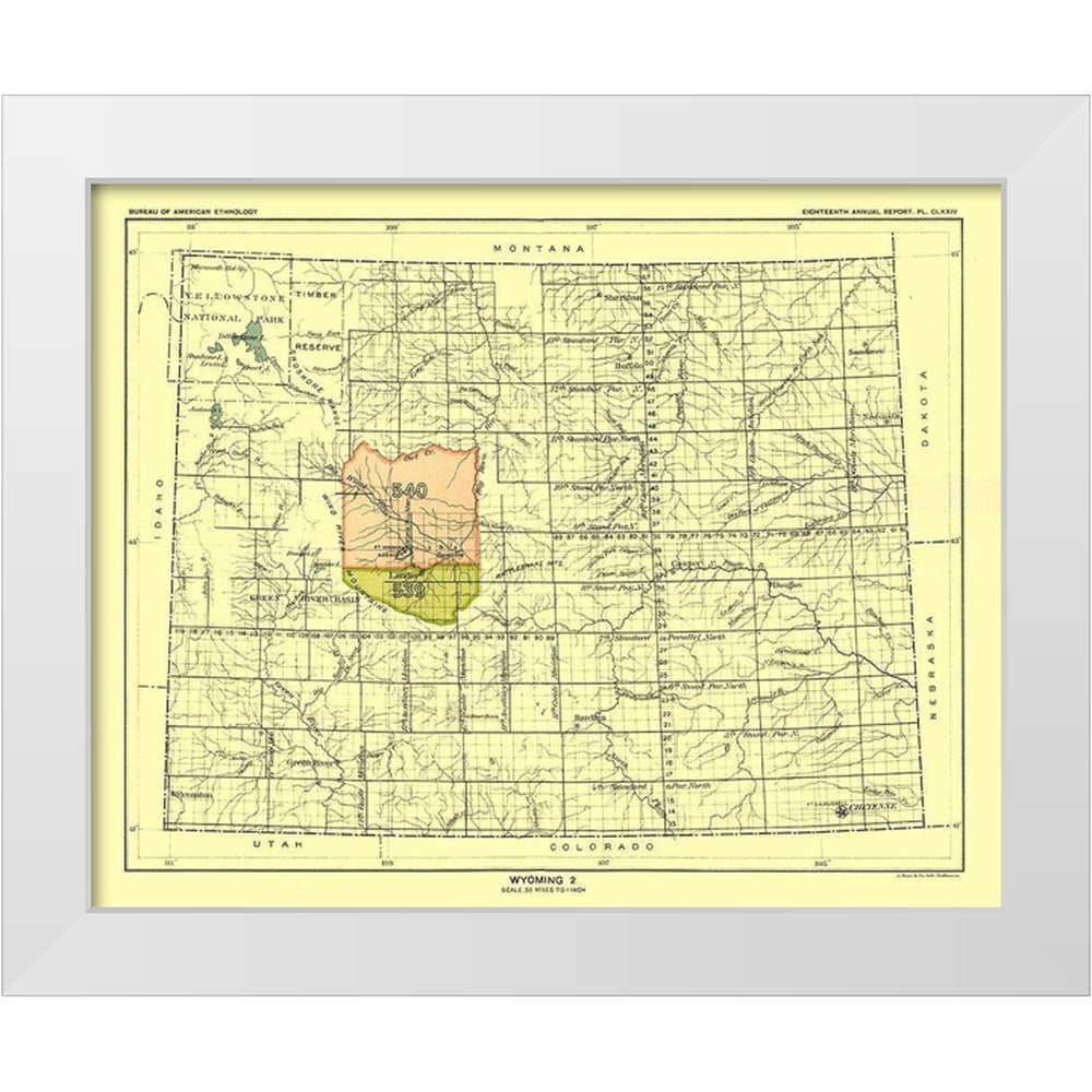 Hoen 32x26 White Modern Wood Framed Museum Art Print Titled - Wyoming ...