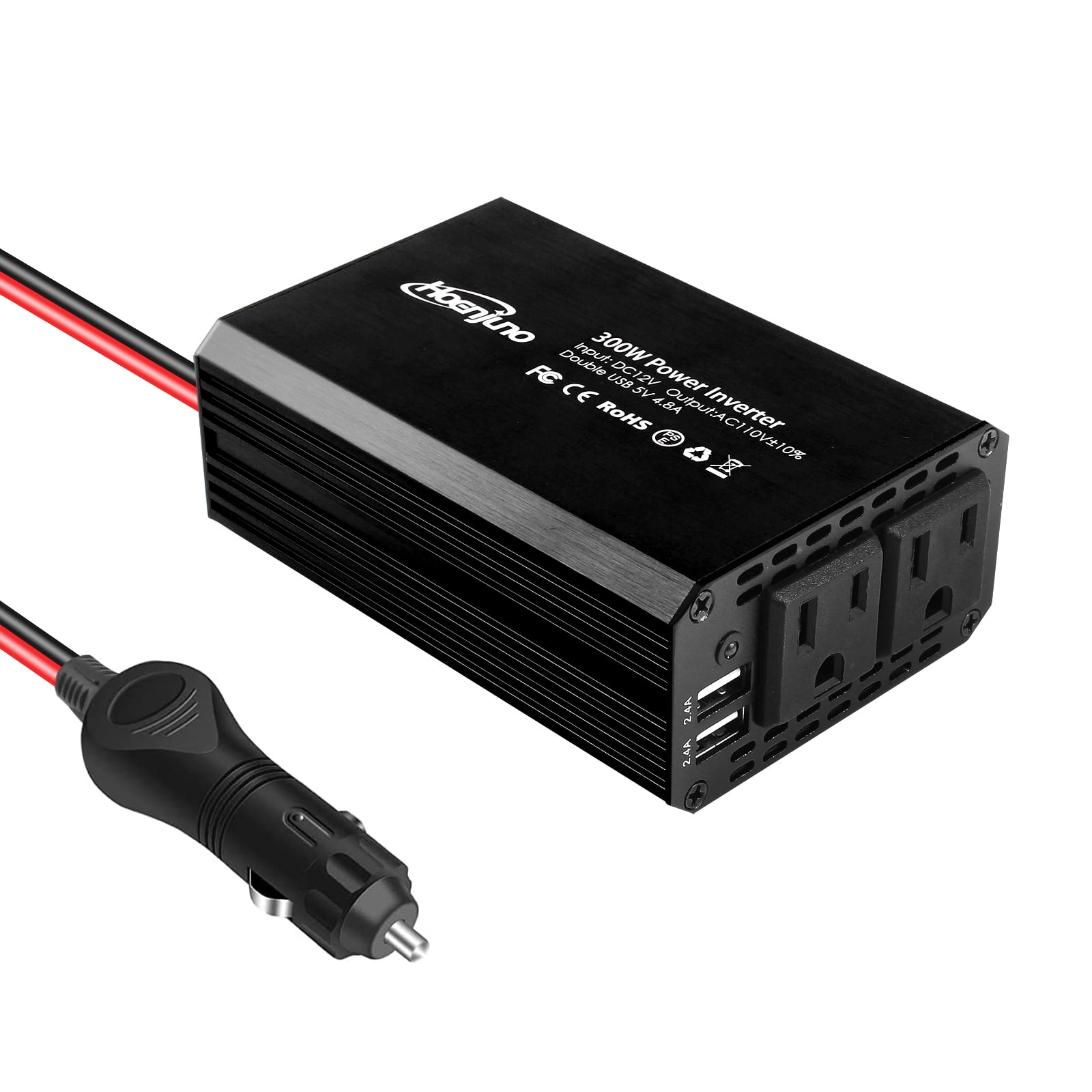 Hoenjuno 300W Car Power Inverter DC 12V to 110V AC Car Outlet Converter ...