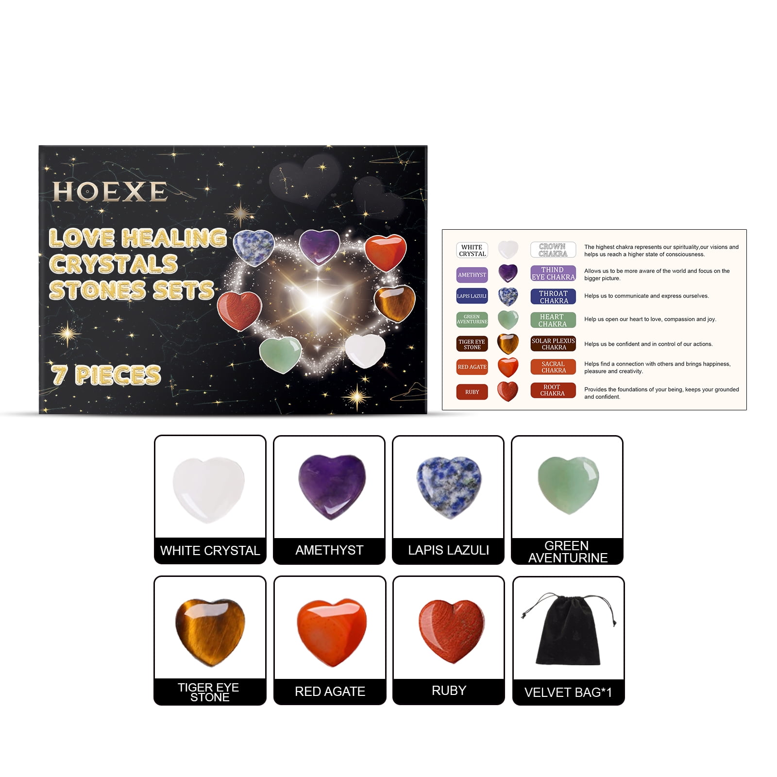 Hoexe Heart Healing Crystal Chakra Kit - Walmart.com