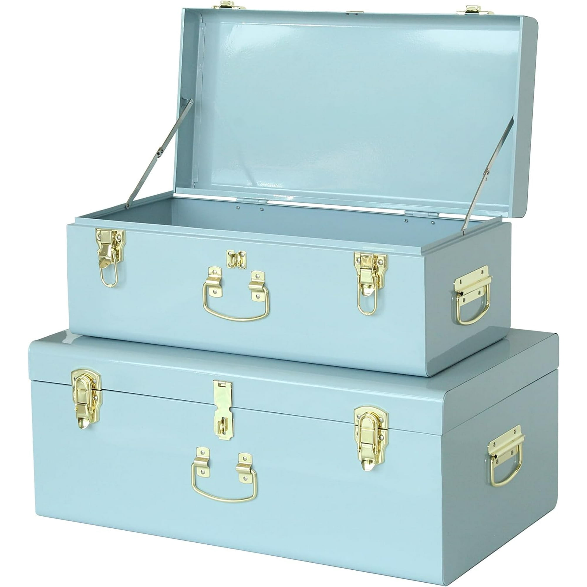 HofferRuffer Decorative Metal Box, Set of 2 Storage Organizer with Lock ...